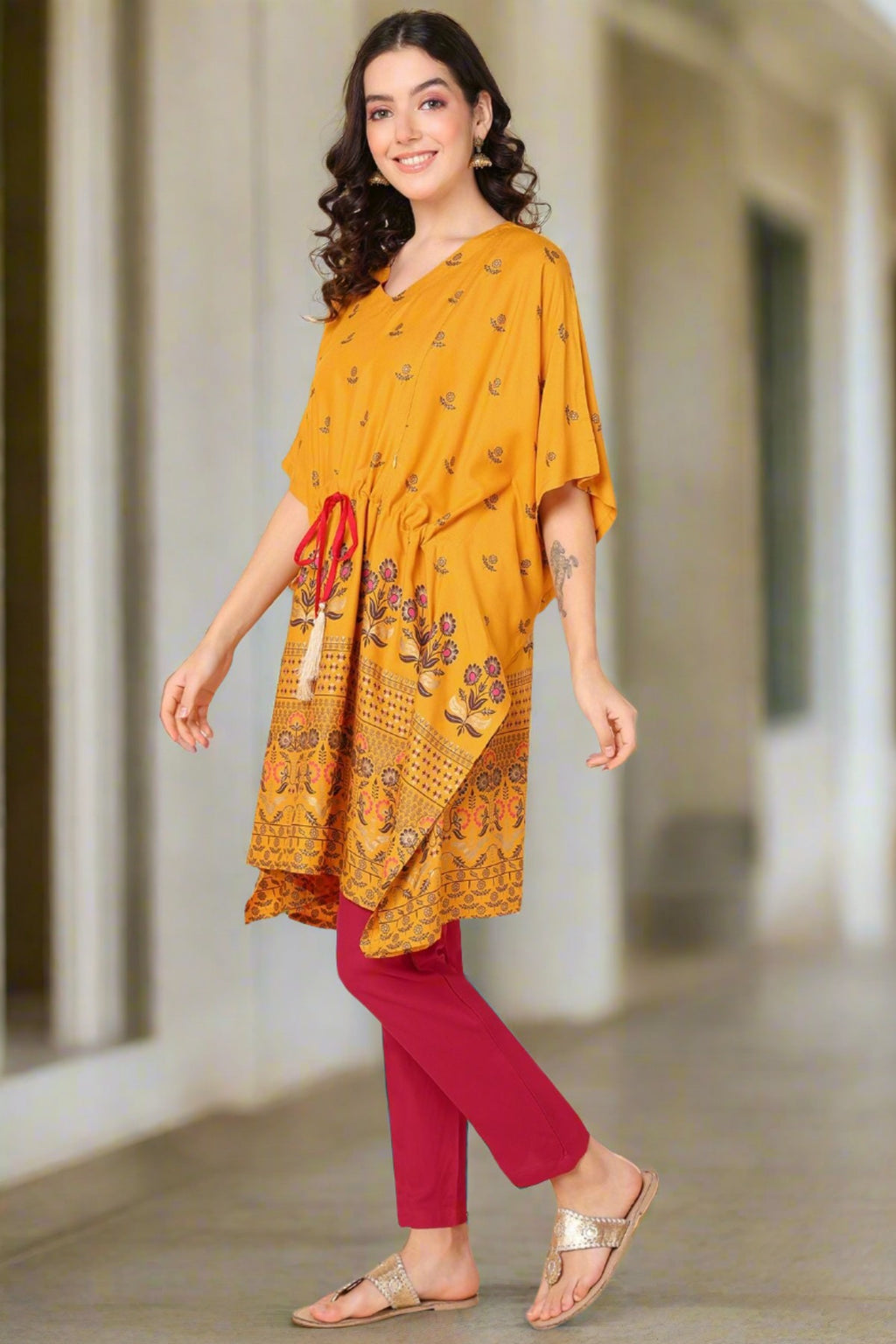 Yellow Pregnancy Maternity Kaftan Set (Top & Bottom) – House Of Zelena™